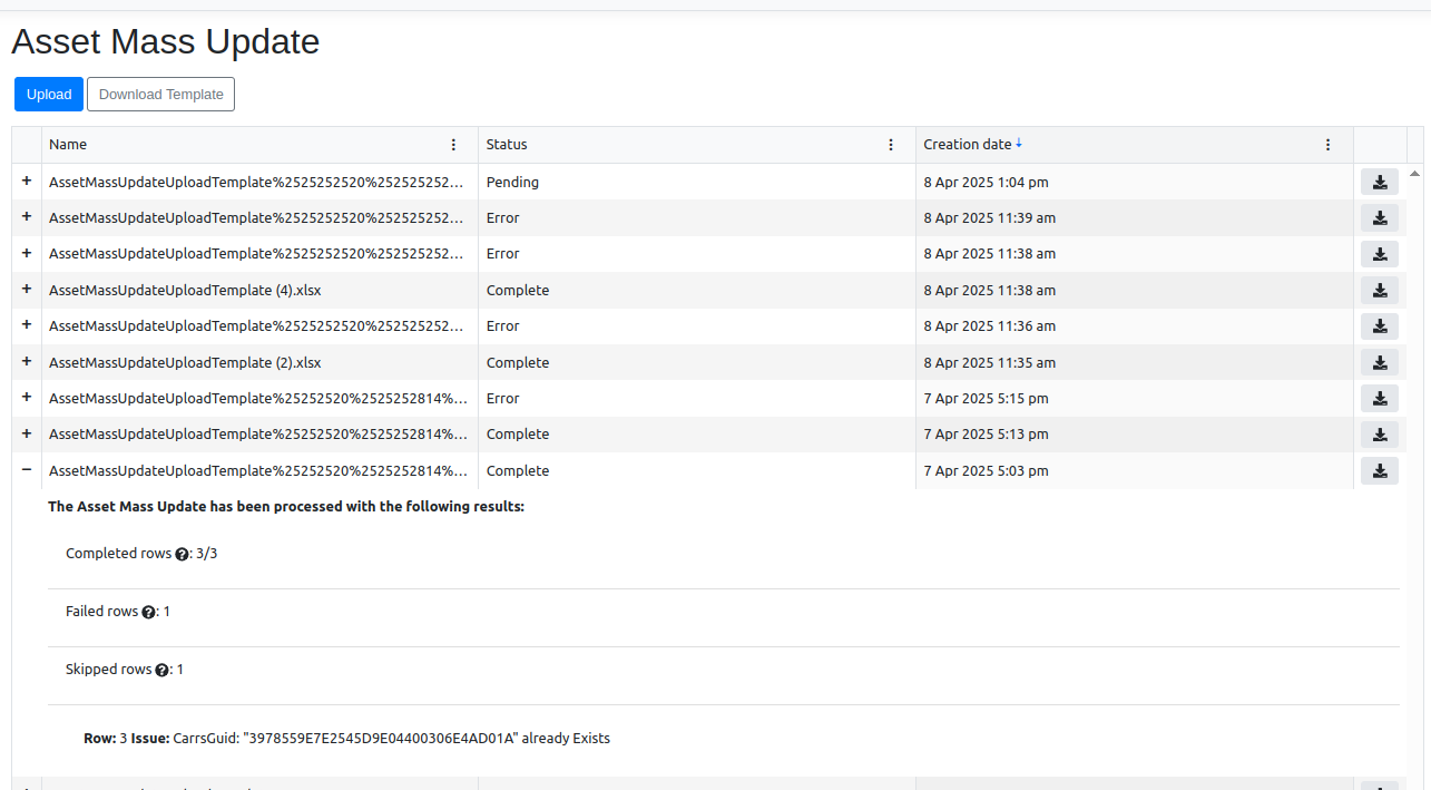 Asset Mass Update | Alarm2